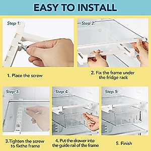 BETSO Refrigerator Organizer Bins,Refrigerator Drawer Organizer,Pull Out Fridge Drawer,Clear Container for Food,Vegetable,Fruit Fit for 𝟏𝟏.𝟖𝟏𝐭𝐨 𝟏𝟔.𝟗𝟑 𝐢𝐧𝐜𝐡𝐞𝐬 Fridge Shelf