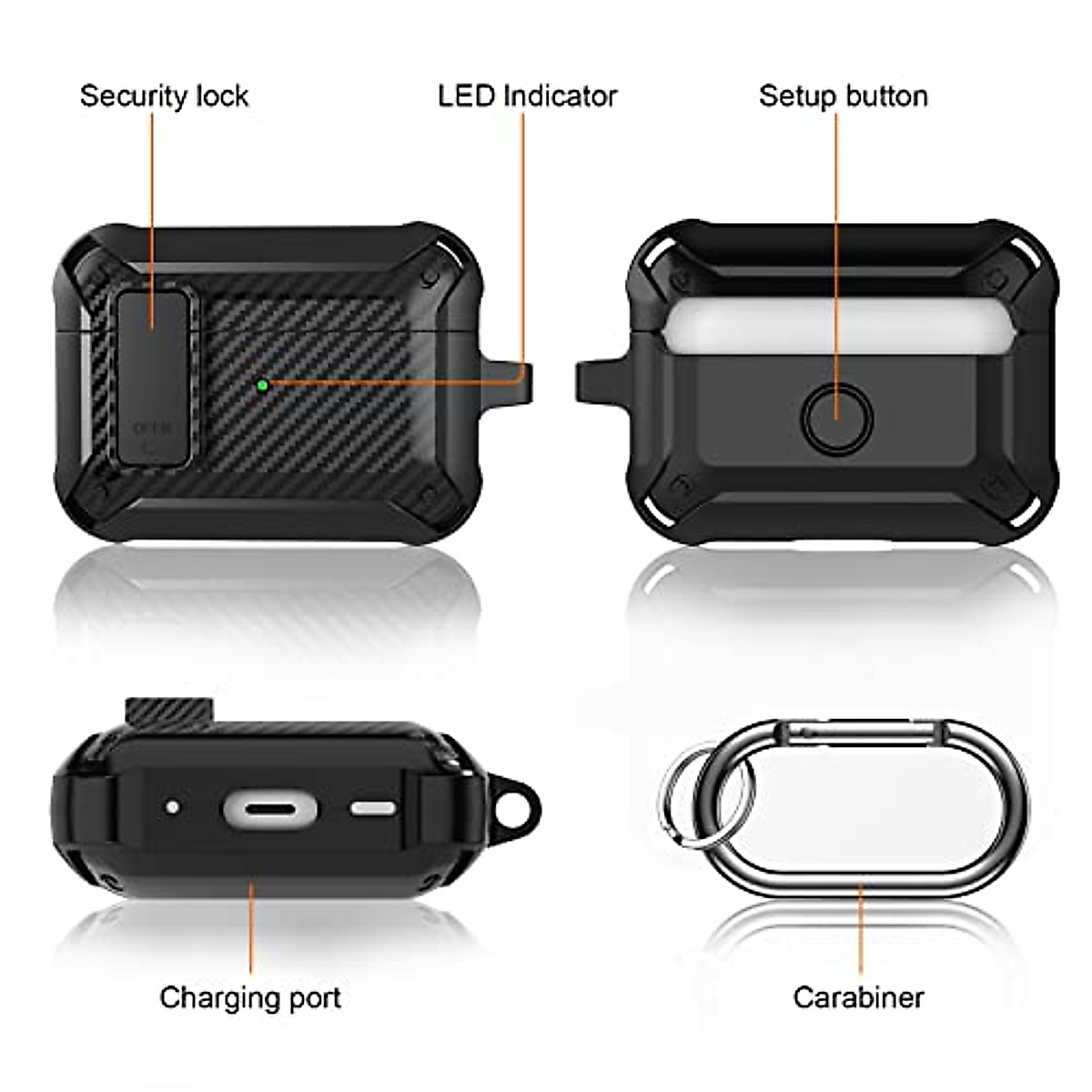 Lopnord Case for Airpod Pro Case Cover with Lock, Compatible for Airpods Pro 2nd Generation/1st Generation Case (2023/2022/2019), Shockproof Cover for iPod Pro Case Men Women(AirPod Pro Not Included)