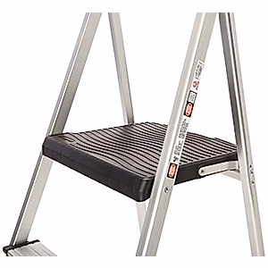 Rubbermaid RM-SLA3-T 3-Step Lightweight Aluminum Folding Step Ladder with Project Tray, 225 lb Capacity, Gray