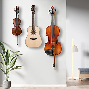 DODOMI Mahogany Violin Wall Mount Hanger with Bow Hook - Violin and Viola Stand