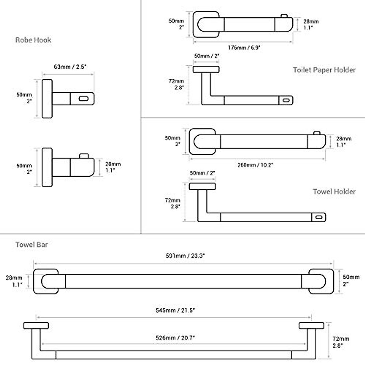 White Bathroom Hardware Accessories Set 4 Piece Wall Mounted Towel Bar Bath Towel Rail Cloth Rack Assemble, Stainless Steel