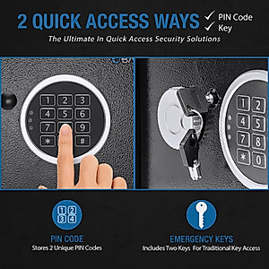 Barska Digital Keypad Home & Office Steel Security Safe Lock Box with Deadbolts - 0.41 Cu Ft Compact