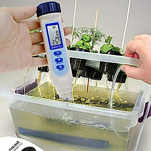 Salinity Tester Pen Type Salinity Meter, Temp&ppm Tester with Automatic Calibration Function, Wide Measurement for Salt Water, Pool, Aquarium (Salinity Calibration Solution Included)