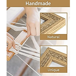 SUMGAR Boho Rattan Picture Frames 5X7 Hemp Rope - Rustic Farmhouse Style Wooden Oak Beige Photo Frames with Glass for Wall Mount and Tabletop Display - Perfect for Family, Friends, Graduation Gifts Set of 2