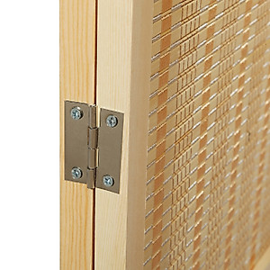Decorative Freestanding Beige Woven Bamboo 4 Panel Hinged Privacy Screen Portable Folding Room Divider