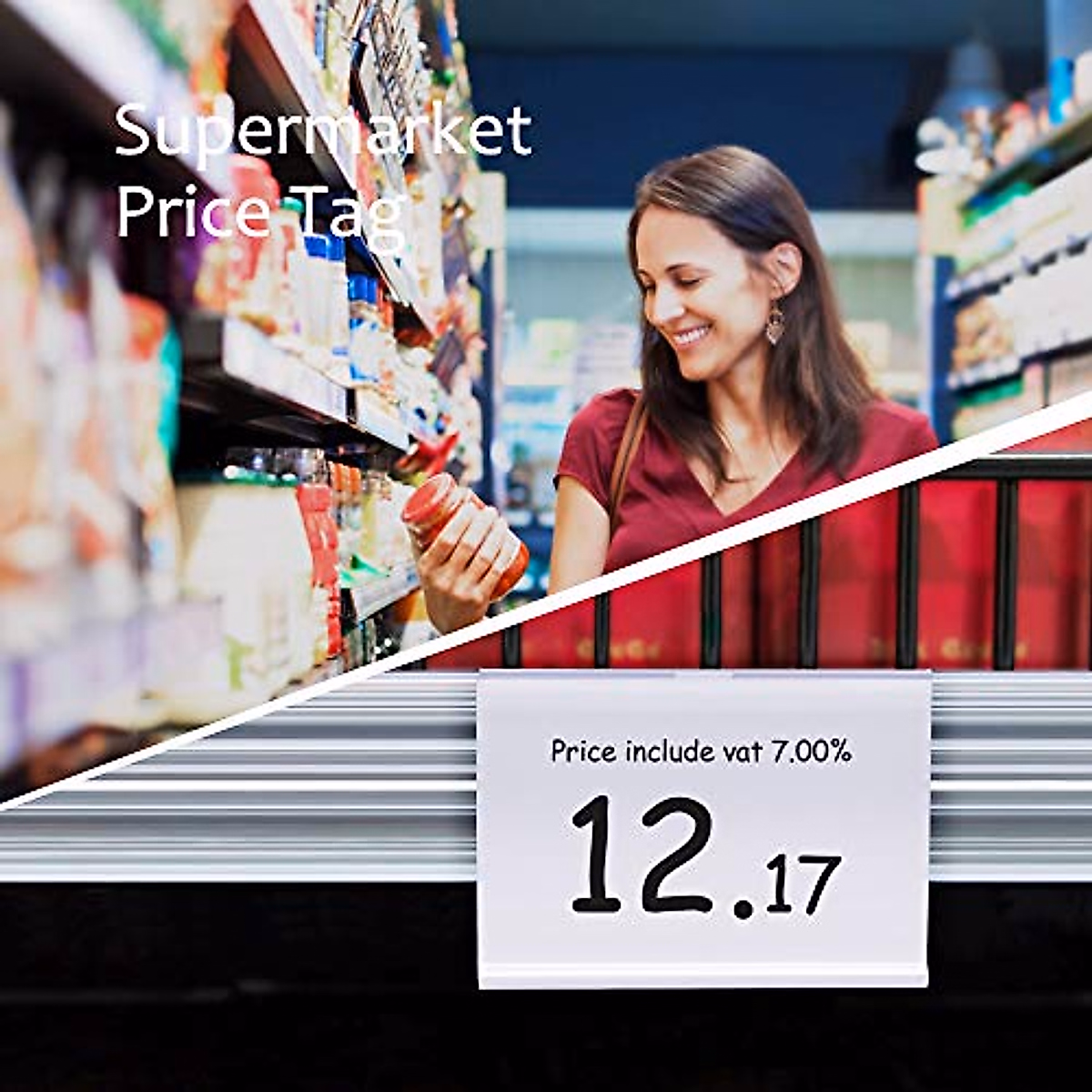 50pcs Labels for Storage Bins Plastic Label Clip, Basket Labels Clip On Wire Shelf Price Label Holder Merchandise Sign Display Holder, 50pcs Label Insert Included (6x4cm)