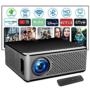 WTONISY Android Home Projector with WiFi and Bluetooth,1080p Native Projector Full HD,50-240 Inch Big Screen Smart Projector 4k with APPs and Bluetooth Built in