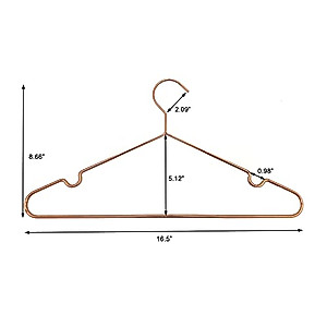 KOOBAY 16.5” Adult Rose Gold Shiny Metal Wire Shirts Coat Clothes Hangers, 30PACK, Clothes Storage Display