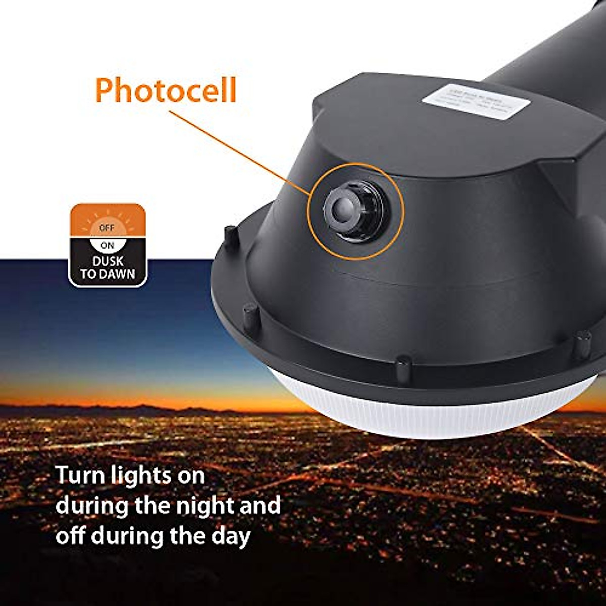 NATURALED 25 watt -120-277volt - Outdoor LED Barn Light Dusk-to-Dawn Security Yard Light with Photocell - 4000K, Set of 4