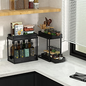 Under Sink Organizers and Storage, LUX DAILY Bathroom Storage with 2-Tier Sliding Storage Shelves, Kitchen Under Sink Organizer for Under Kitchen Bathroom Sink, Countertop Organizer
