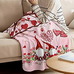 Fantasy Staring Mother's Day Throw Blanket - Best Mom Ever Gift Blanket Elf Gnomes Flowers Floral Flannel Blanket Microfiber Holiday Blanket Soft, Cozy, Comfy Throw for Sofa Couch Bed, 40 x 50 inch