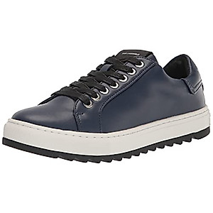 Karl Lagerfeld Paris Men's Recycled Leather Low top Sneaker, Navy, 9