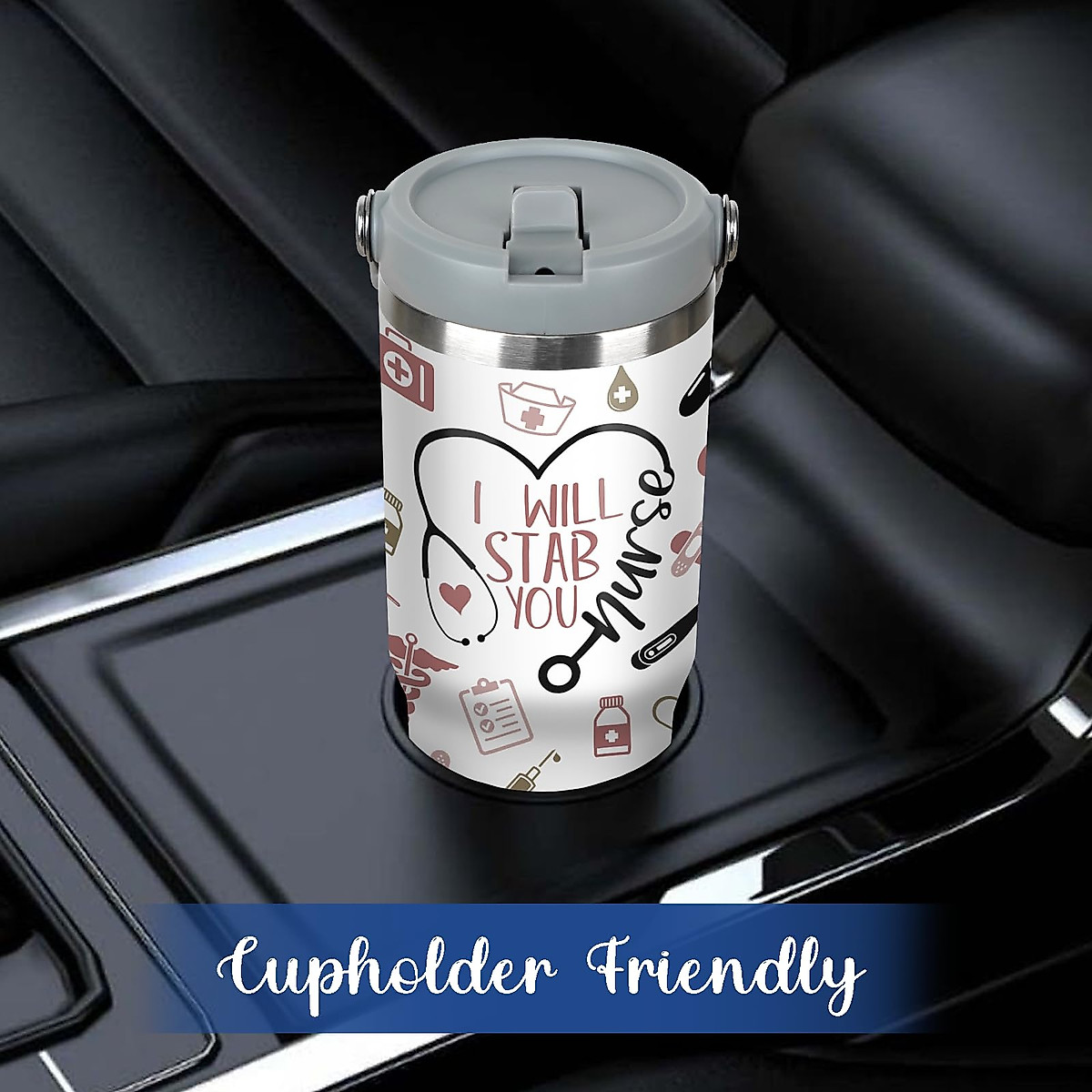 soeufnwhf 30oz Nurse Tumbler Cup with Handle Nurse Travel Coffee Mug, Nurse Nutrition Facts Tumbler, Best Nursing School Gifts, Nursing Graduation Gifts, RN Gifts for Nurses Appreciation Gifts