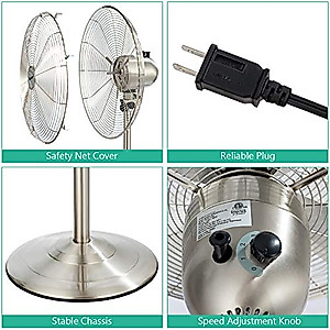 Tangkula 18-Inch Metal Pedestal Fan, Industrial Metal Standing Fan w/Powerful Motor, Height & Wind Speeds Adjustable Fan w/Wide Oscillation Angle, Perfect for Gyms, Warehouses