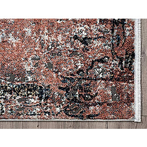 Abani 4' x 6' Contemporary Warm Rust Abstract Farmhouse Rug Rugs Modern Non-Shed Multicolor Distressed Living Room Rug