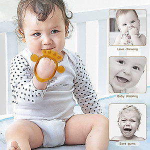 Termichy Teething Toys for Babies 0-6 Months, Soft Baby Teether for Soothe Babies Sore Gums for New Born Breast Feeding Babies, Freezer Safe BPA-Free Hands Free Design(Amber,1 Pack)