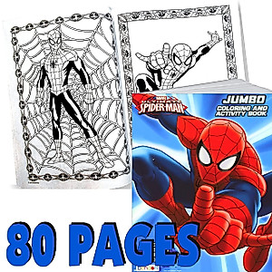 Disney Studios Spiderman Stickers Activity Set - Bundle Includes Spiderman Stickers, Spiderman Coloring Book, Superhero Door Hanger, Thank You Card Craft
