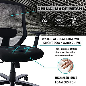 CLATINA Desk Chairs with Wheels, Ergonomic Mesh Office Chair Adjustable Height and Swivel Lumbar Support Home Office Chair for Home Office and Gaming (Black)