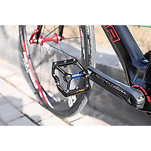 CXWXC Road/MTB Bike Pedals - Aluminum Alloy Bicycle Pedals - Mountain Bike Pedal with Removable Anti-Skid Nails (D:Black-Blue)