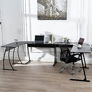 CHADIOR L Shaped Corner Computer Gaming Desk 58" L x 44" W Modern Workstation Table for Small Space Home Office, Black