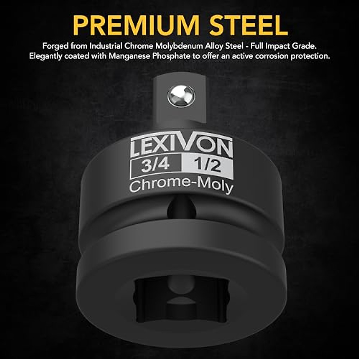 LEXIVON 3/4-Inch Impact Socket Adapter, 3/4" Female x 1/2" Male Reducer | Chrome-Molybdenum alloy steel = Fully Impact Rated (LX-402)