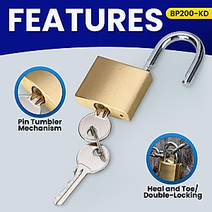 Mountain Series (BP200-KD) Solid Brass Padlocks, 2" Wide Keyed Different