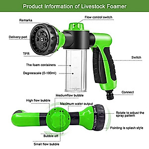 Pup Jet Wash Hose Nozzle Foam Sprayer Attachment Soap Dispenser Bottle Washing Shower Pet Bathing Tool for Dog Horse (green)