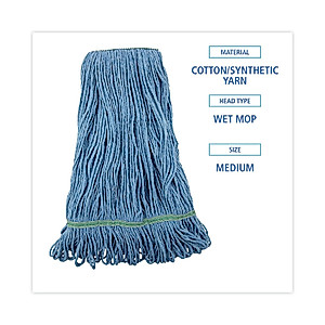 Boardwalk BWK502BLNB Super Loop Wet Cotton/Synthetic Mop Head - Medium, Blue
