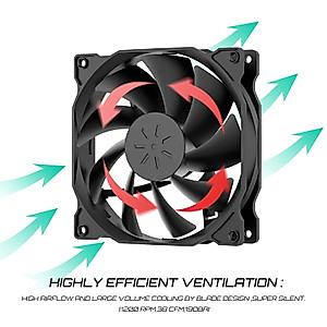 uphere 3-Pack Long Life Computer Case Fan 120mm Cooling Case Fan for Computer Cases Cooling,12BK3-3