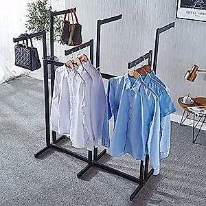 QQXX Freestanding Metal Clothing Rack,Heavy Duty Clothes Rack 6 Way Rack,Industrial Pipe Clothes Organizer,Modern Clothing Garment Rack Hanging Rod for Hanging Clothes and Clothing Store Display