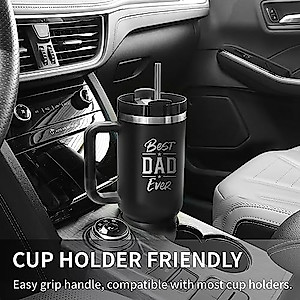 Gifts for Dad from Daughter Son Birthday Presents 40 oz Tumbler with Handle and Straw for Father in Law Husband Men Fathers Day Gift Water Cup with Lid Insulated Travel Mug Stainless Steel Coffee Mug