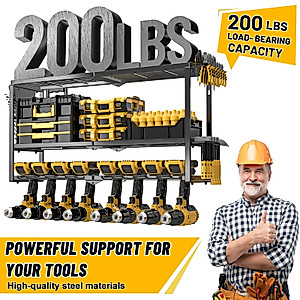 jsyonii Power Tool Organizer Wall Mount - 8 Drill Holder Wall Mount, 3 Layers Garage Tool Organizer Wall Mount, Heavy Duty Power Tool Rack, Cordless Tool Organizer, Utility Racks Shelf for Garage