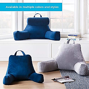 LINENSPA Reading Pillow with Shredded Memory Foam- Back Pillow for Sitting in Bed, Reading, Gaming, Watching TV – Bed Chair Pillow with Arms X-Large, Dorm Room Essentials, Stone