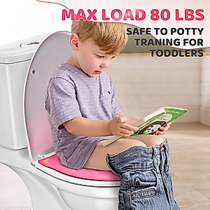 Gimars Portable Travel Potty Seat for Toddlers, Large Folding Travel Potty Seat For Kids Fits All Shape Toilet, Foldable Toilet Seat for Boys & Girls With 6 Non-Slip Silicone Pad, Free Carry Bag, Pink