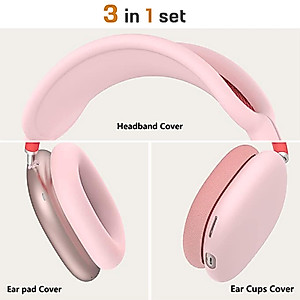 LOHASIC for AirPods Max 3 in 1 Case Suitcase,Soft Slim Silicone Earpads Cover/Headband Cushions,for AirPods Max Protective Case - Pink