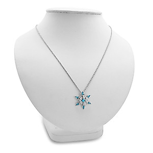 Amanda Rose Collection Sterling Silver Snowflake Pendant Necklace with SWAROVKSI Crystals (Blue and White)