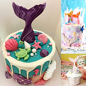 Mermaid Molds Silicone Mermaid Fondant molds Marine Theme Chocolate Polymer Clay Candy Soap Molds Mermaid Tail Seashell Coral Turtle Starfish Seahorse for Homemade Baking DIY