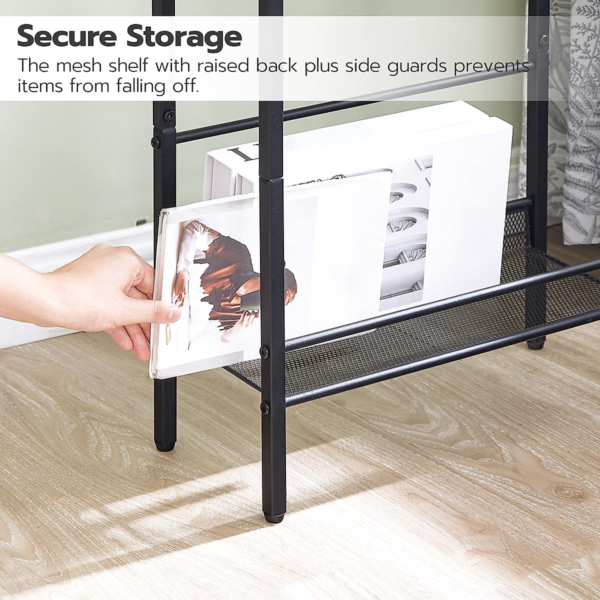 HOOBRO Small Narrow Side Table with Charging Station, Skinny End Table for Small Spaces, Slim Nightstand with USB Ports Outlet, Sofa Beside Table with Storage Shelf, Rustic Brown and Black BF102UBZ01