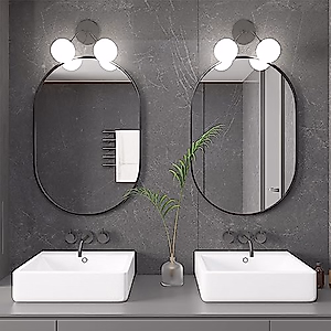CASSILANDO 2 Pieces Oval Mirror, 20"×30" Oval Bathroom Mirror, Metal Frame Mirror, Hang Horizontally or Vertically Unique Wall Mounted Mirror, Black Vanity Mirror for Living Room, Bathroom