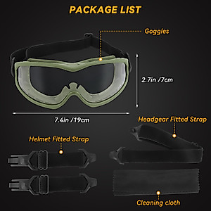 Qavctw Airsoft Goggles Anti Fog, Outdoor Sports Goggles Tactical Military Glasses for Games Sports Shooting Hunting Paintball Riding Cycling, Safety Dust Goggles Fits Most Helmets