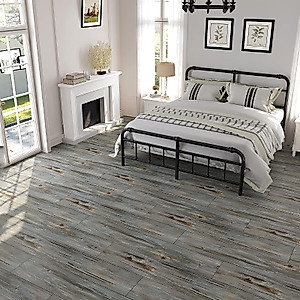 VEELIKE Reclaimed Blue Wood Vinyl Flooring Peel and Stick Floor Tile Wood Look Vinyl Plank Flooring 6''x36'' Floor Peel and Stick Tiles Waterproof Laminate Flooring for Bathroom Kitchen RV 4-Pack