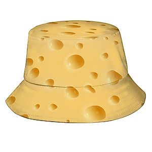 WELBB Cheese Funny Bucket Hats Sun Cap Summer Packable Travel Fisherman Hat for Men and Women Black, One Size