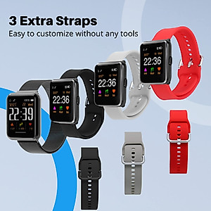 Beantech SEAGO S3 Smart Watch, Touch Screen Watch for Men, Fitness Tracker & Heart Rate Monitor, IP68 Waterproof, Compatible Android & iOS Smartphone, Fitness Watch Bundle with 3 Extra Straps