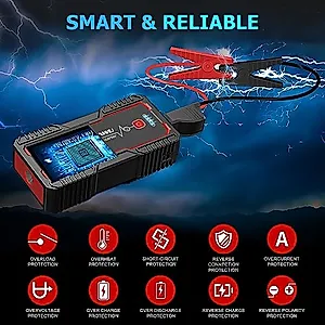 FOWAWU Car Jump Starter 1500A Peak 18000mAh Portable Jump(Up to 7.0L Gas and 5.5L Diesel), Battery Car Jump Battery Booster Pack with Smart Safety Jumper Cable, LED Light USB DC 12V Output