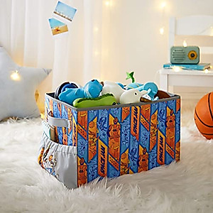 Idea Nuova Space Jam Kids Collapsible Storage Organizer Bin with Front Pocket,9" H x 10" W x 15" L