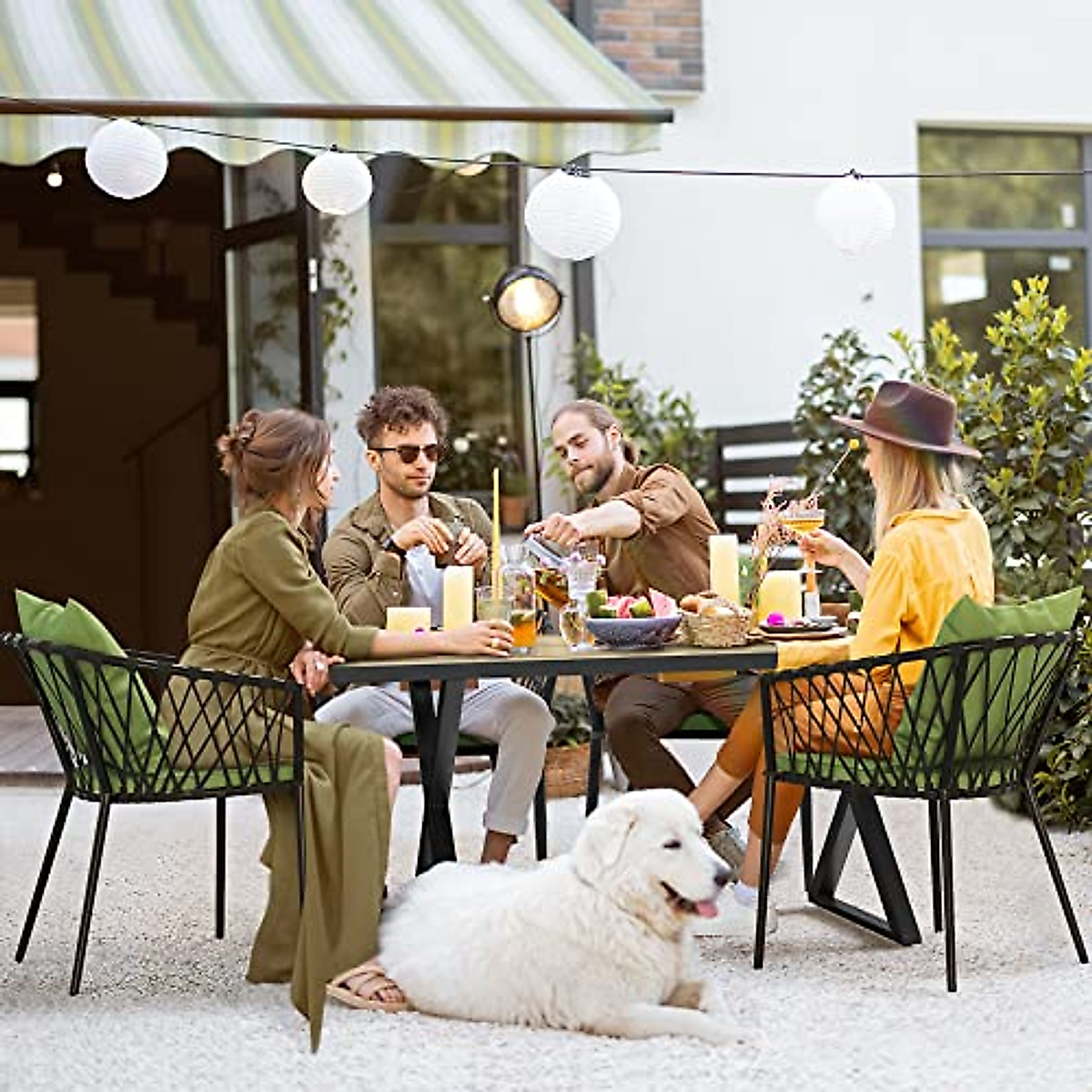 YITAHOME Outdoor Dining Chair Set of 2, Rope Woven Design Bistro Chairs, Indoor-Outdoor Armchair Seating for Patio, Backyard, Poolside, Balcony - Green and Grey