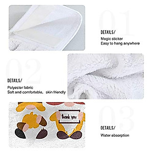 KOCOART Thanksgiving Day Gnomes Kitchen Hand Towels Thankful Hanging Tie Towel with Loop 2PCS, Soft Super Absorbent Fingertip Towel for Bathroom Washroom Guestroom Hotel 12x17 in