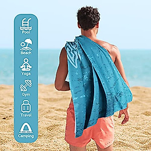 DECOMEN Beach Towel, Microfiber Beach Towels, Oversized Lightweight Quick Dry (73" x 35") Sand Proof, Absorbent, Compact, Beach Blanket, Lightweight Towel for The Swimming, Sports, Beach-Sea Turtle