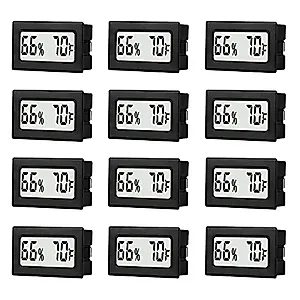 12 Pack Mini Small Digital Hygrometer Thermometer Indoor Temperature and Humidity Meter Gauge with Temp Humidity Sensor Monitor Fahrenheit (℉) for Jars,Home,Room