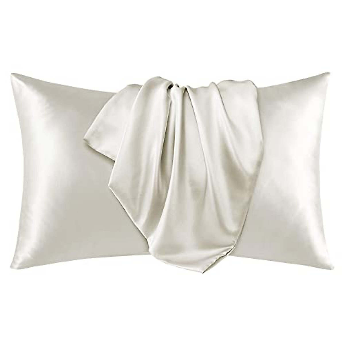 Deconovo Grey Silk Pillowcase Envelope Closure - Satin Pillowcase for Hair and Skin, King Size Set of 2, 20x40 Inch Pillow Protectors (Grey, 20x40 Inch, 2 Pack)